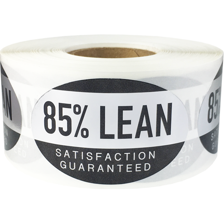 85% Lean Grocery Store Labels 1.25 x 2 Inch Ovals 500 Total Adhesive ...