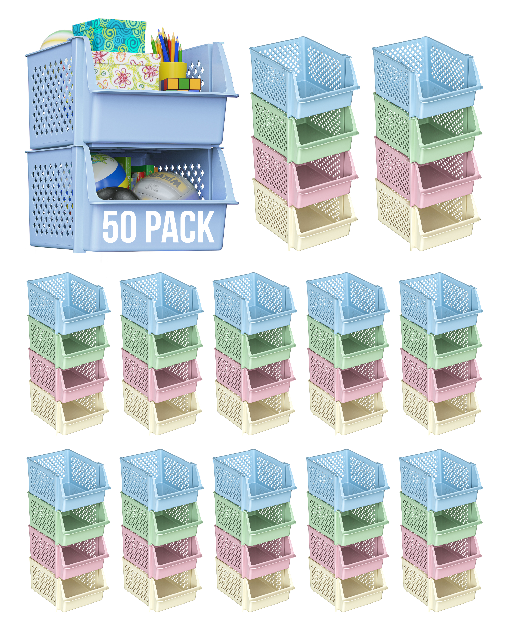 Skywin Plastic Stackable Storage Bins for Pantry - Stackable Bins For ...