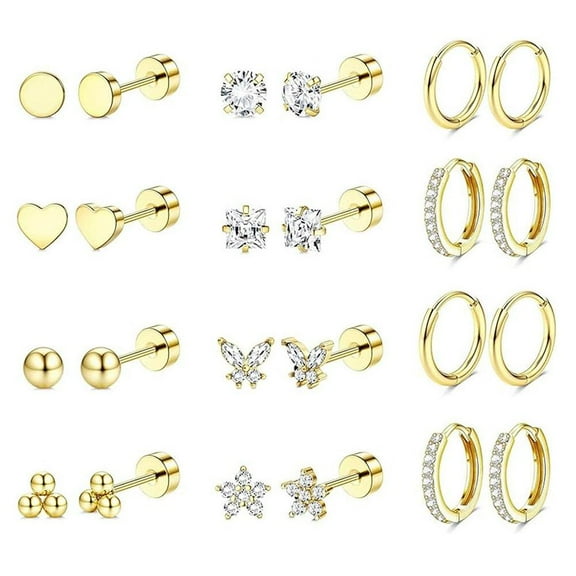 DESIGNICE 6 Pairs Dainty Hypoallergenic Flat Back Stud Earrings for ...