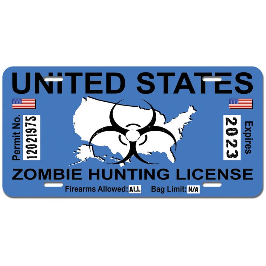 Zombie Hunting License Permit Blue United States - Biohazard Response ...