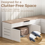 Advwin L-Shaped Corner Storage Bench, Backless Wood Bench with Hidden ...