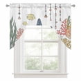 Boho Floral Starfish Swag Curtain Valance for Windows, Coastal Coral ...