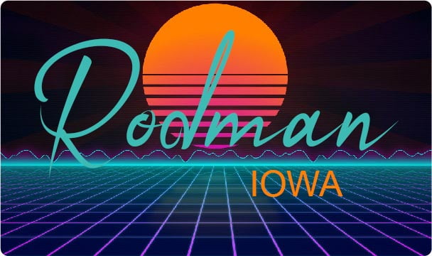 Rodman Iowa 2 X 1.25-Inch Vinyl Decal Stiker Retro Neon Design ...