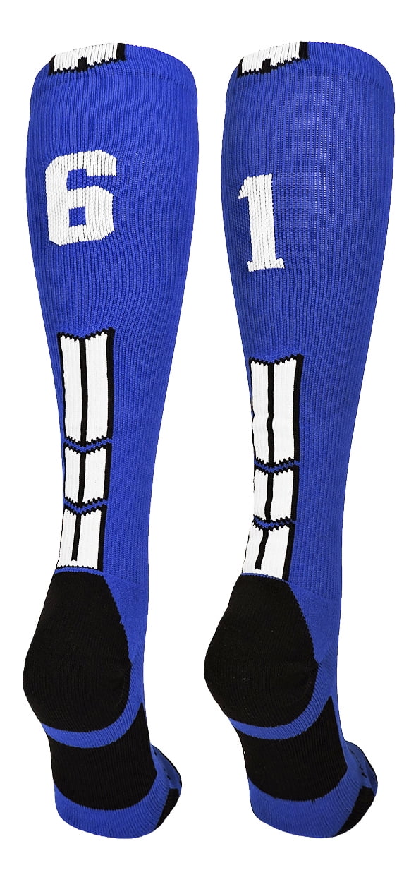 Royal/White Player Id Over the Calf Number Socks (#61, Large) - Walmart.com