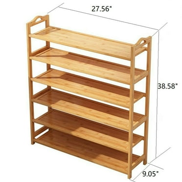 MoNiBloom Bamboo 8 Tiers Corner Shoes Rack, 8 Pairs Organizer Stand ...