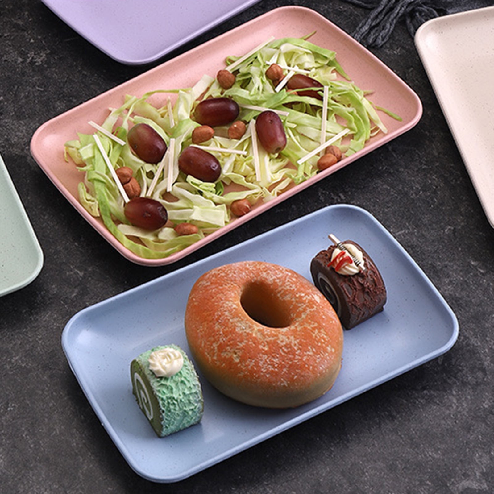 8 Inch Rectangular Salad Plate/Appetizer Plate, Stackable Dessert Tray ...