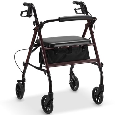 Equate Rolling Walker for Seniors, Rollator with Seat and Wheels, Black ...