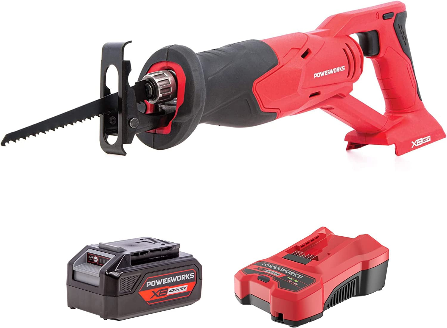 POWERWORKS XB 20V Reciprocating Saw Brushless Cordless, with 4.0Ah ...