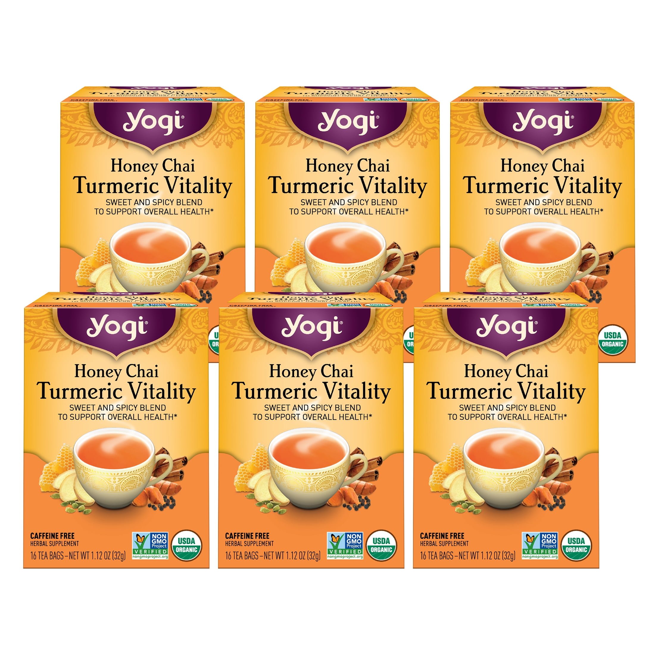 Yogi Tea Honey Chai Turmeric Vitality, Herbal Tea, Wellness Tea Bags, 6 ...