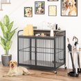 40 Inch Dog Crate Furniture Adjustable Height Locking Wheels Storage ...