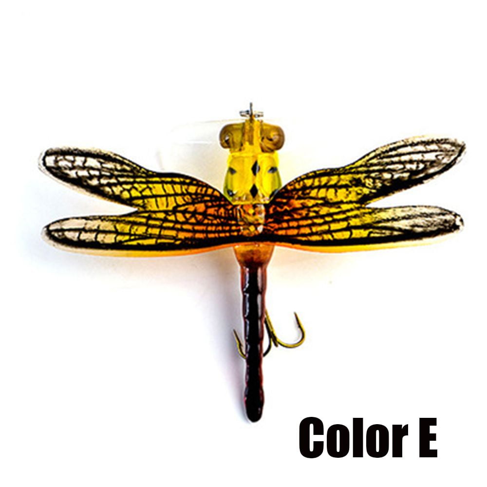 6g 75mm Lifelike Eyes Artificial Topwater Bionic Bait Dragonfly Fly ...