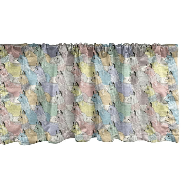 Ambesonne Teen Room Window Valance, Little Alpacas Pattern Soft Toned ...