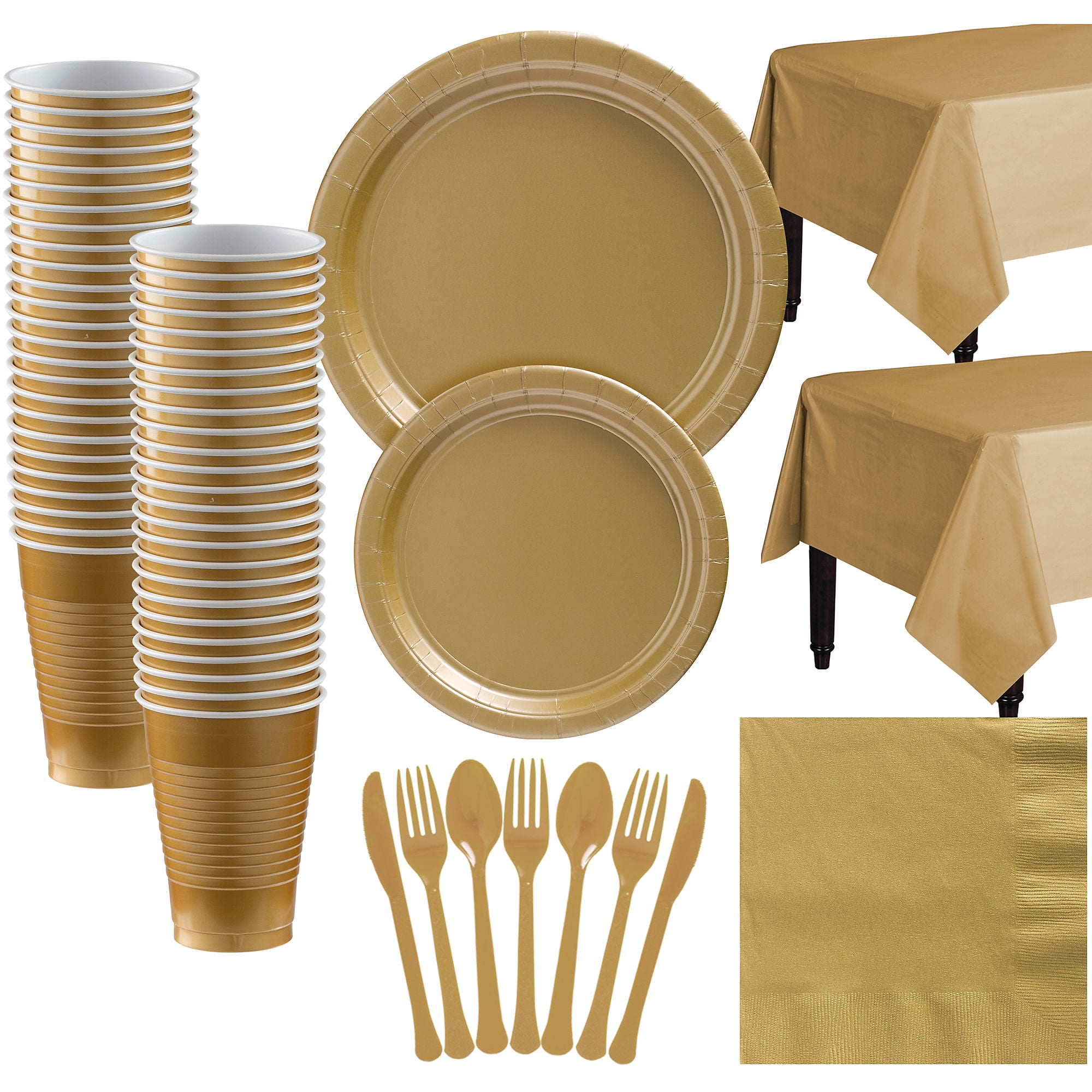 Gold Paper Tableware Kit For 50 Guests Party Supplies Set Includes gold-paper-tableware-kit-for-50-guests-party-supplies-set-includes
