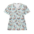 Binienty Otters Pattern Scrub Tops Stretchy Short Sleeve, Nursing ...
