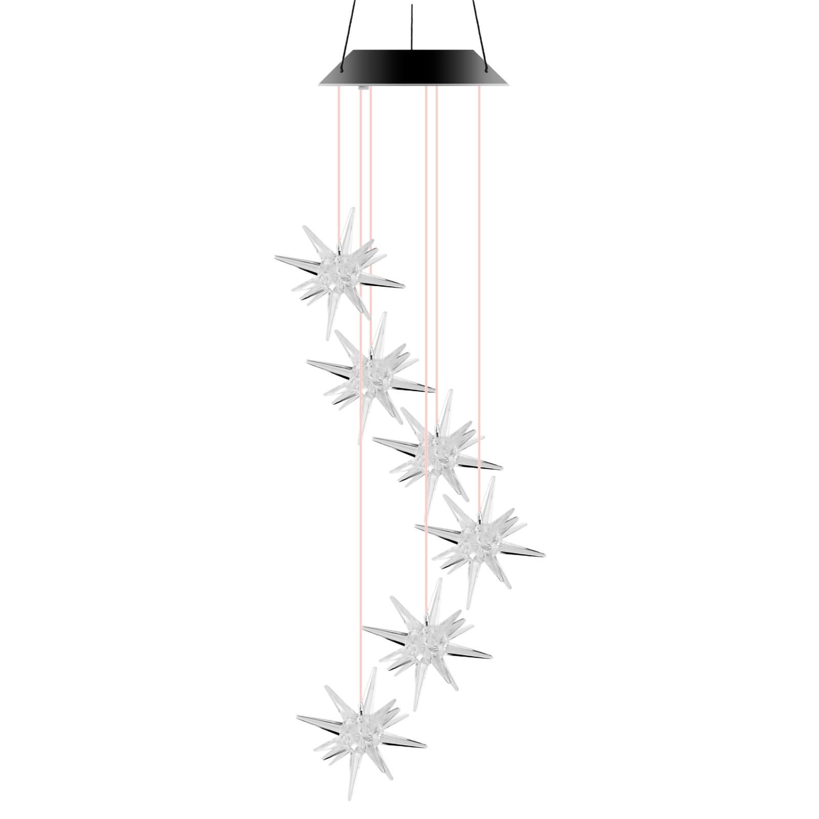 BSAH Solar Powered Sea Urchin Shaped Wind Chime Waterproof Color ...