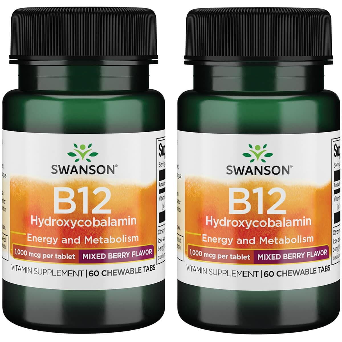 Swanson Vitamin B12 Hydroxycobalamin - Mixed Berry Flavor 2 Pack ...