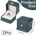2Pcs PU Leather Jewelry Boxes with Resin for Ring Packaging Square Dark ...