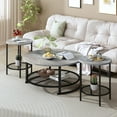 GlowPlume Round Coffee Table and End Table Set of 3 with Storage ...