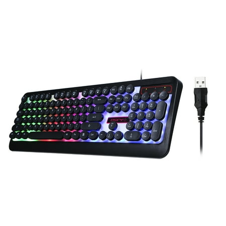 Rainbow LED Backlit Gaming Keyboard Illuminated Keyboard Ergonomic ...