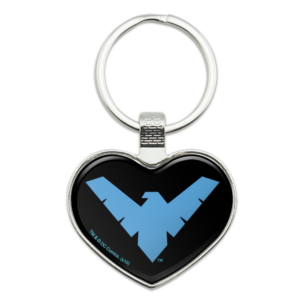Batman Nightwing Logo Keychain Heart Love Metal Key Chain Ring ...
