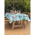 52x70 Inch Outdoor Tablecloth with Umbrella Hole Zipper Rectangle Teal ...