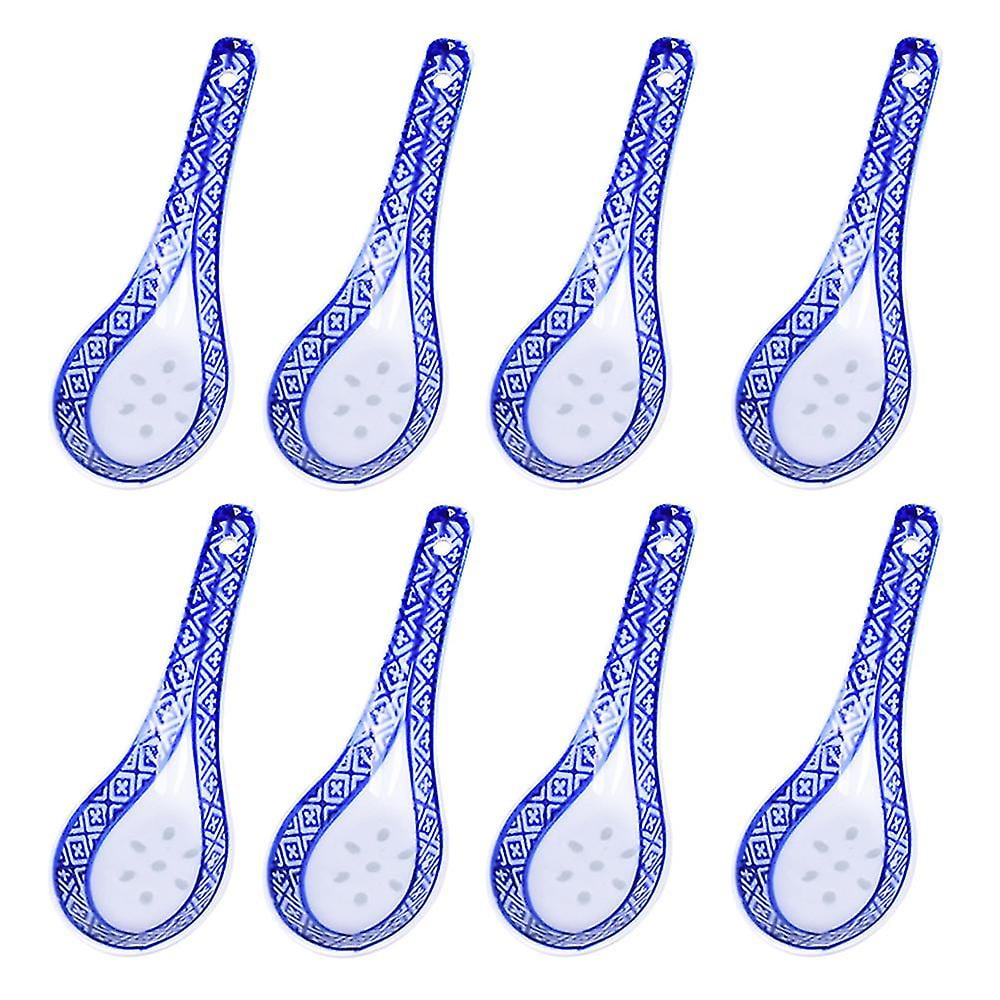 Click here for Geecy 10pcs Chinese Soup Spoons Blue & White Porce... prices