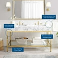 Modway Kingsley 60" Gold Stainless Steel Bathroom Vanity in Gold White ...