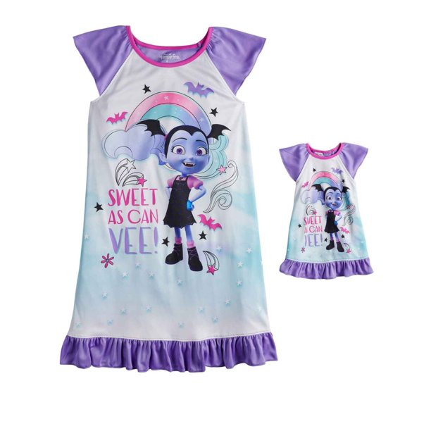 Vampirina - Girls Silky Vamperina Sweet As Can Vee Nightgown & Doll ...