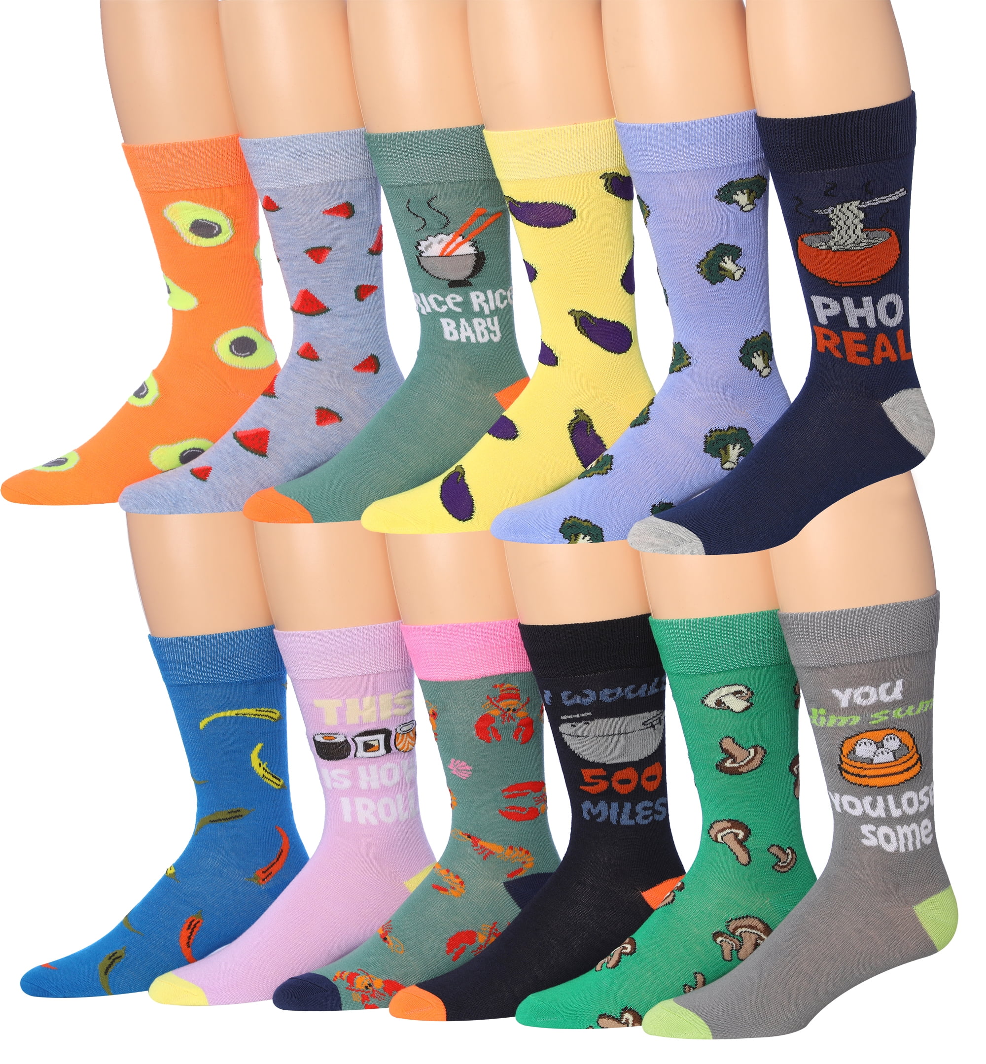 James Fiallo Mens 12-Pairs Funny Funky Crazy Novelty Colorful Patterned ...