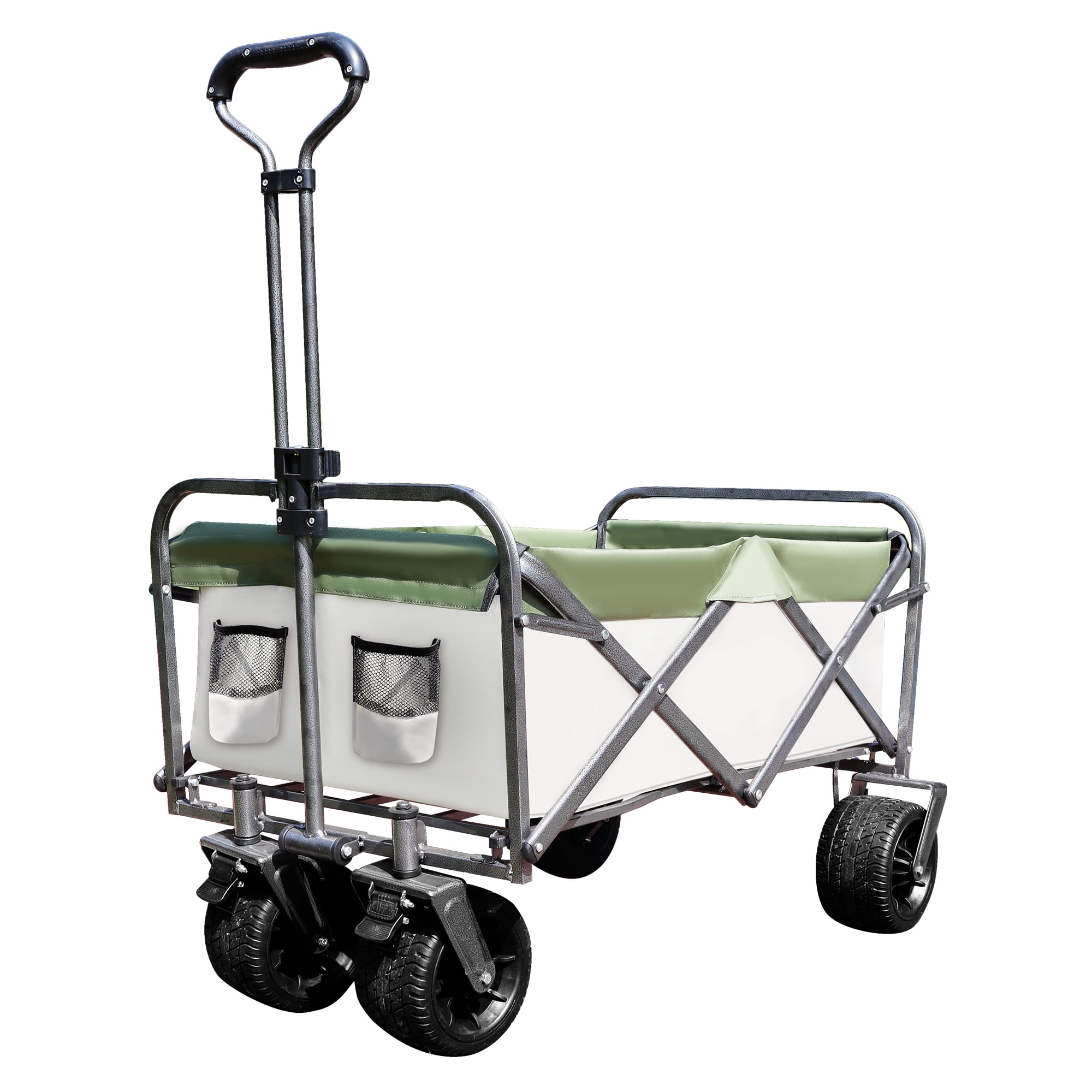 Folding Grocery Cart with Wheels, Heavy Duty Utility Wagon Cart with ...