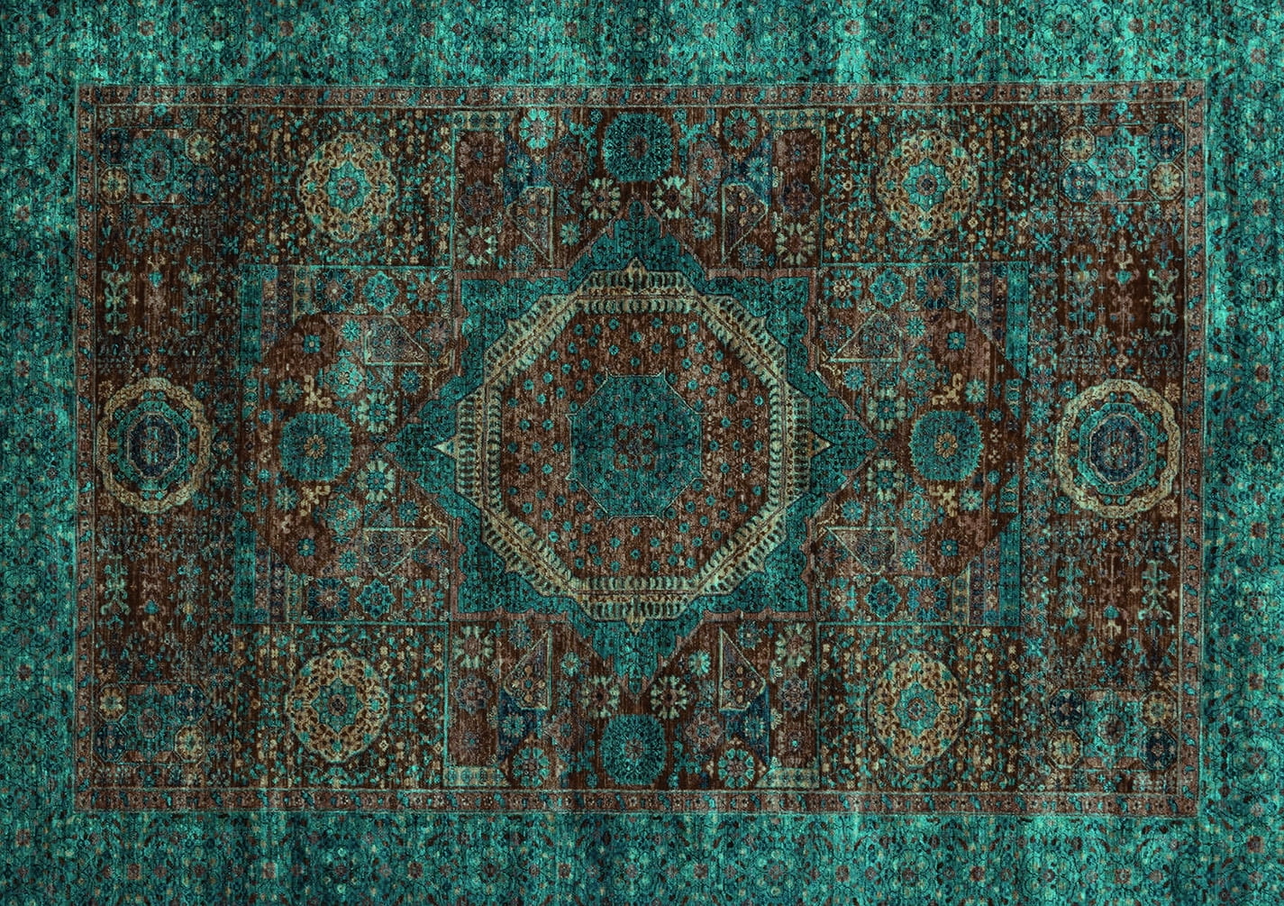 Ahgly Company Machine Washable Indoor Rectangle Abstract Turquoise Blue ...