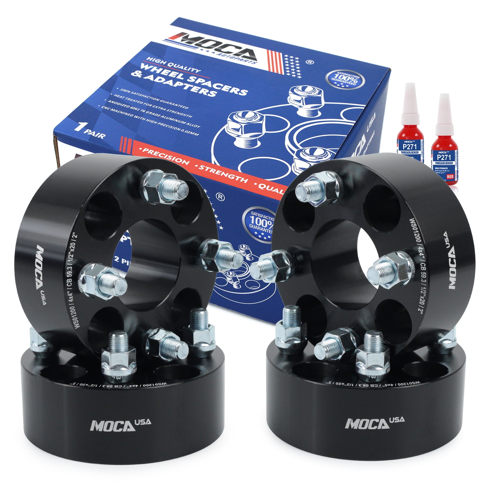 MOCA AUTOPARTS 4PCS 2"(50mm) Wheel Spacers 4x4" to 4x4" with 1/2"x20 ...