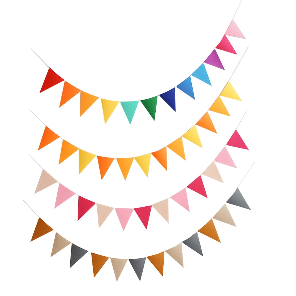 4 Sets Felt Triangle Flag Banner Birthday Party Triangle Flag Pennant ...