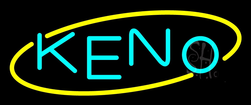 Keno With Oval 1 LED Neon Sign 10 x 24 - inches, Black Square Cut ...