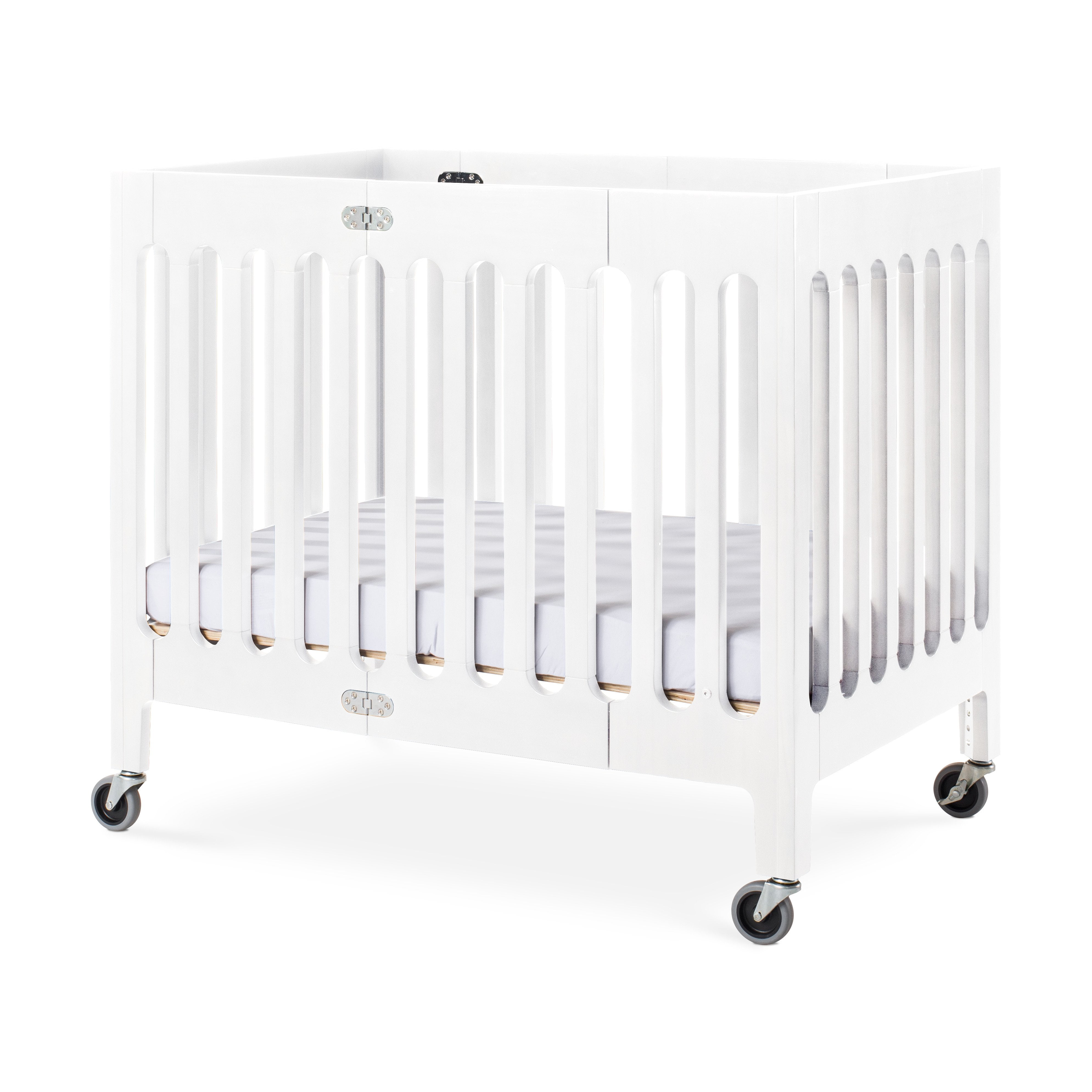 Boutique™ Compact Folding Wood Crib w/ 3" Foam Mattress and Oversized ...