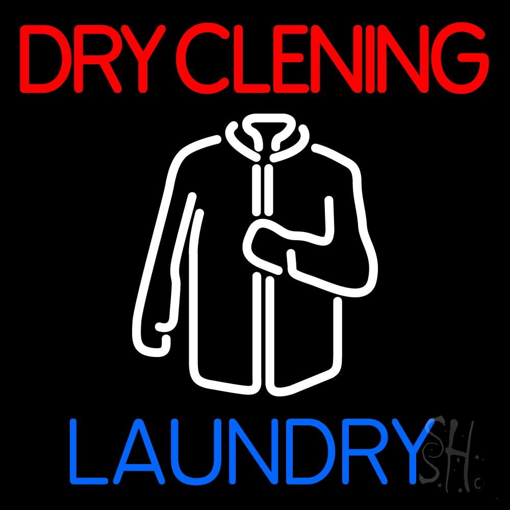 Red Dry Cleaning With Shirt Logo LED Neon Sign 16" Tall x 16" Wide ...