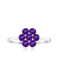 0.7ct Round Floral Cluster Purple Amethyst 925 Sterling Silver Promise ...