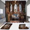 Christmas shower curtain four piece set high-definition digital ...