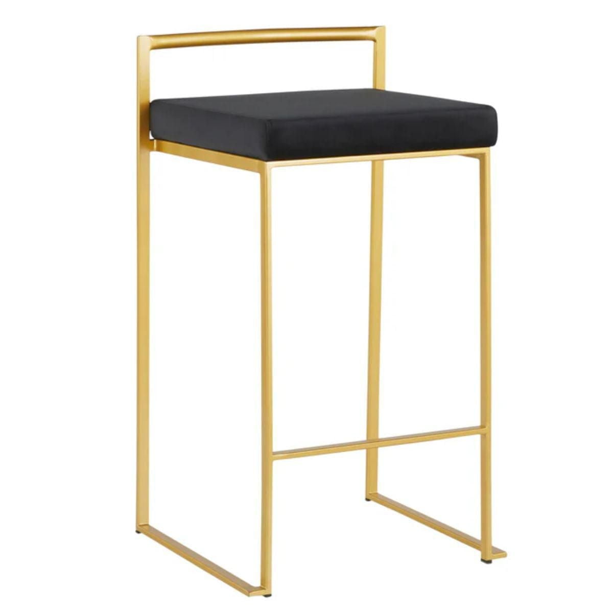 Heavenly Collection Black Stool with Gold stainless steel frame ...