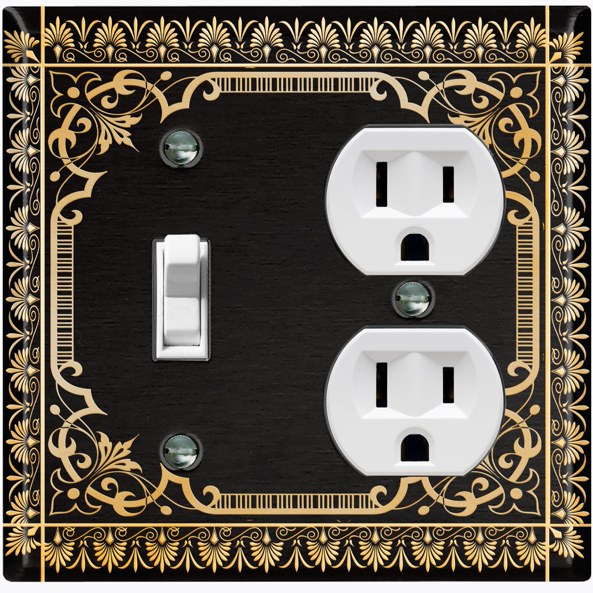 Metal Light Switch Plate Cover Elegant Victorian Floral Frame Black ...