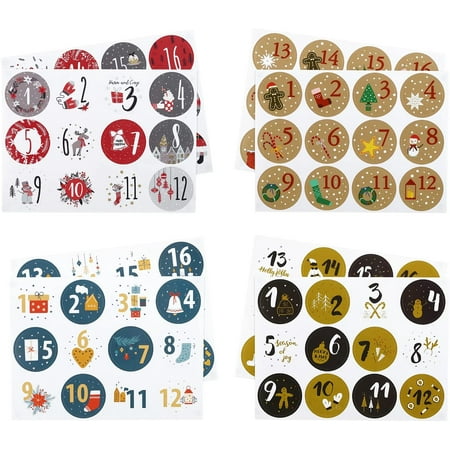 4 Sheet Christmas Advent Calendar Sticker Christmas Number Stickers 1 ...