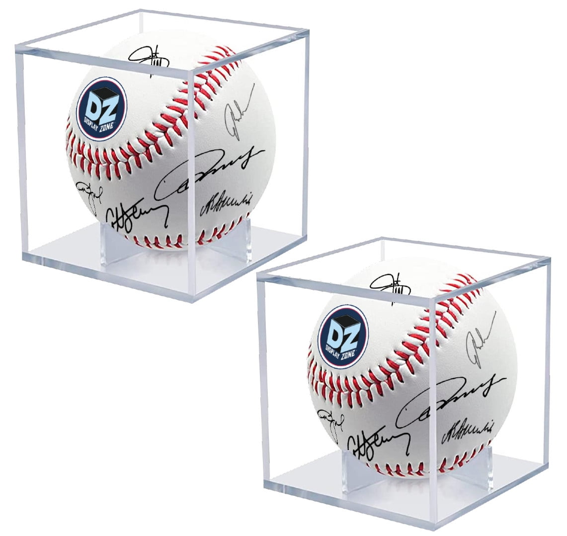 Display Zone UV Baseball Display Cube, Crystal Clear with Built-in ...