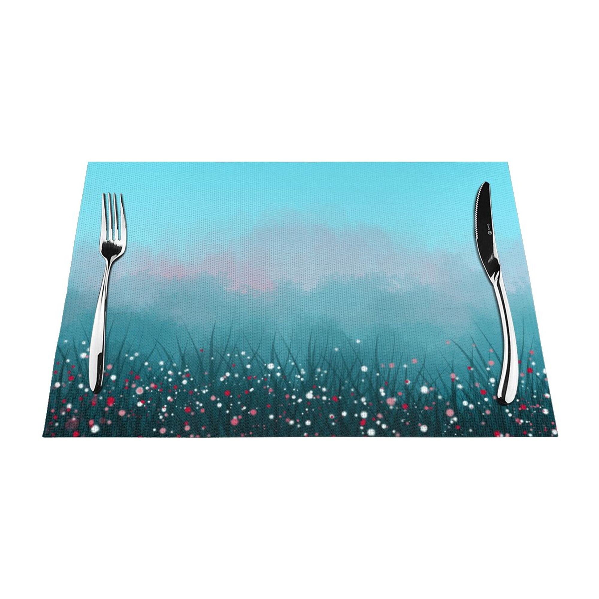 YFYANG Washable Heat-Resistant Placemats, 70% PVC/30% Polyester, Blue ...