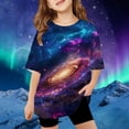 Confree Toddler Girls Tees Starry Sky Print Short Sleeved Crew Neck ...
