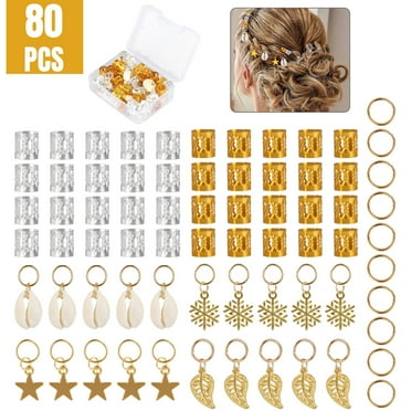 200Pcs/box Hair Braiding Bead Metal Sheets Ring Braid Dreadlocks Beads ...