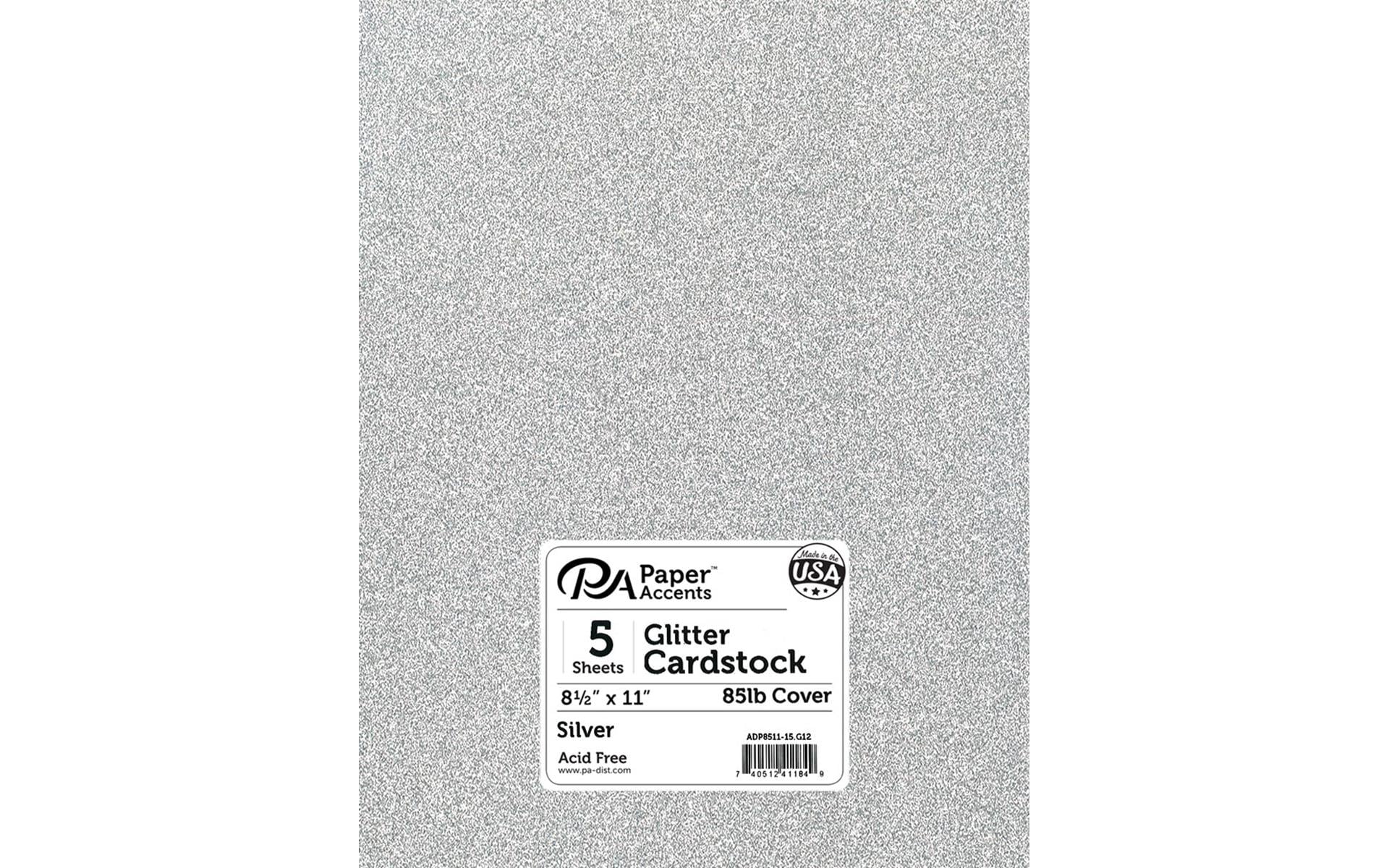 Paper Accents Glitter Cardstock 8.5"x 11" 85lb Silver 5pc - Walmart.com ...