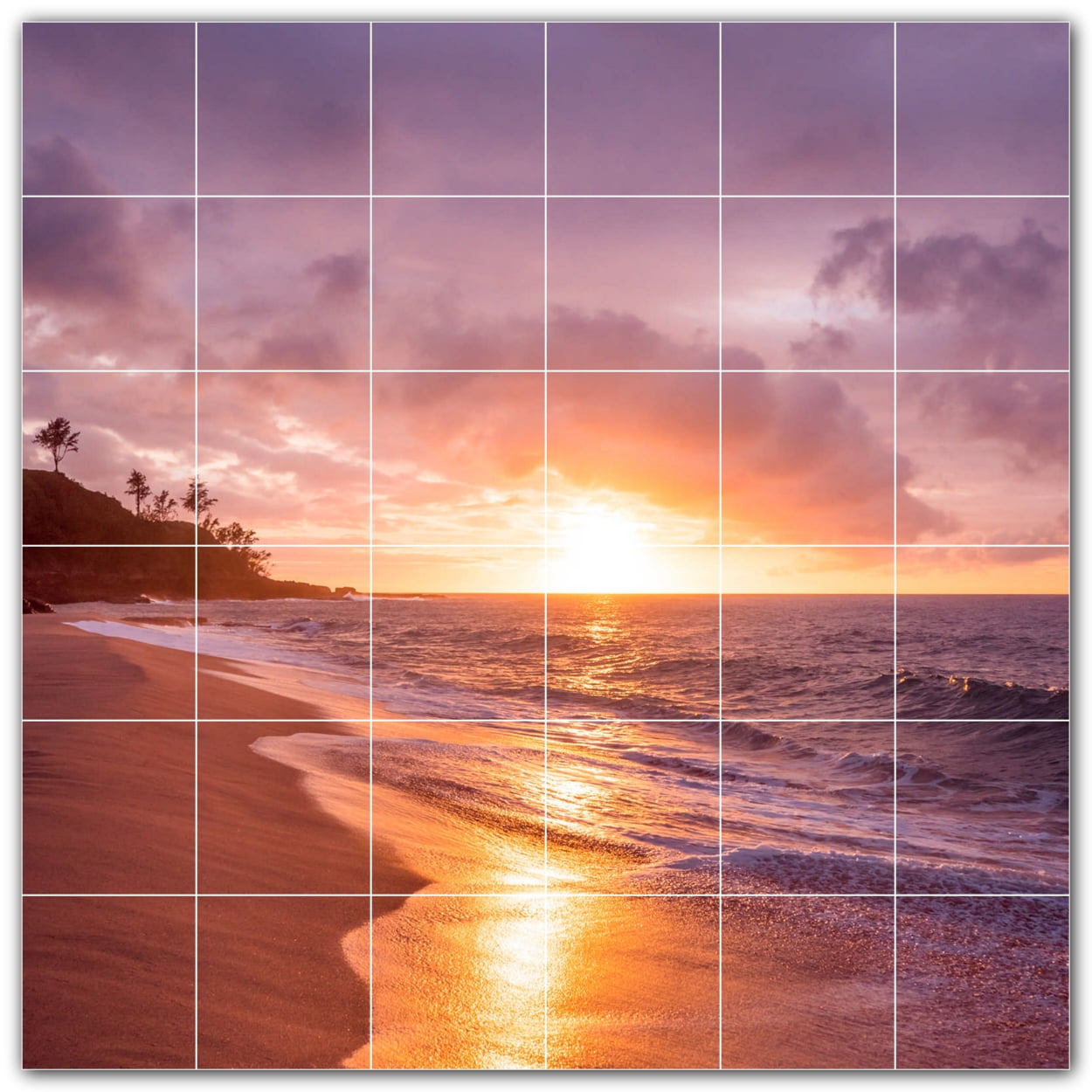 Picture-Tiles.com: Sunset Ceramic Tile Wall Mural WAL500965-66XL. 72"W ...
