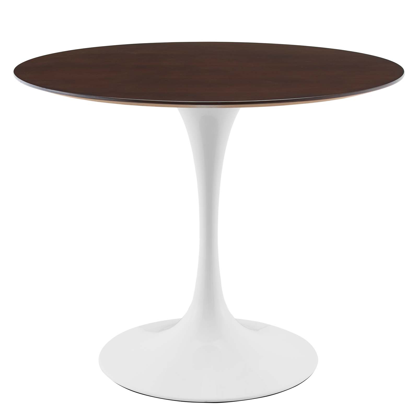 36 inch Dining Table, Round, White Walnut, Wood, Metal Steel, Modern ...