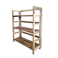 Movable Solid Acacia Wood 3-Shelf Folding Bookcase, Open Shelving Unit ...