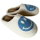 PacificPlex Women's Funny Adult Smiley Face Plush Slippers, Size 5-6 ...